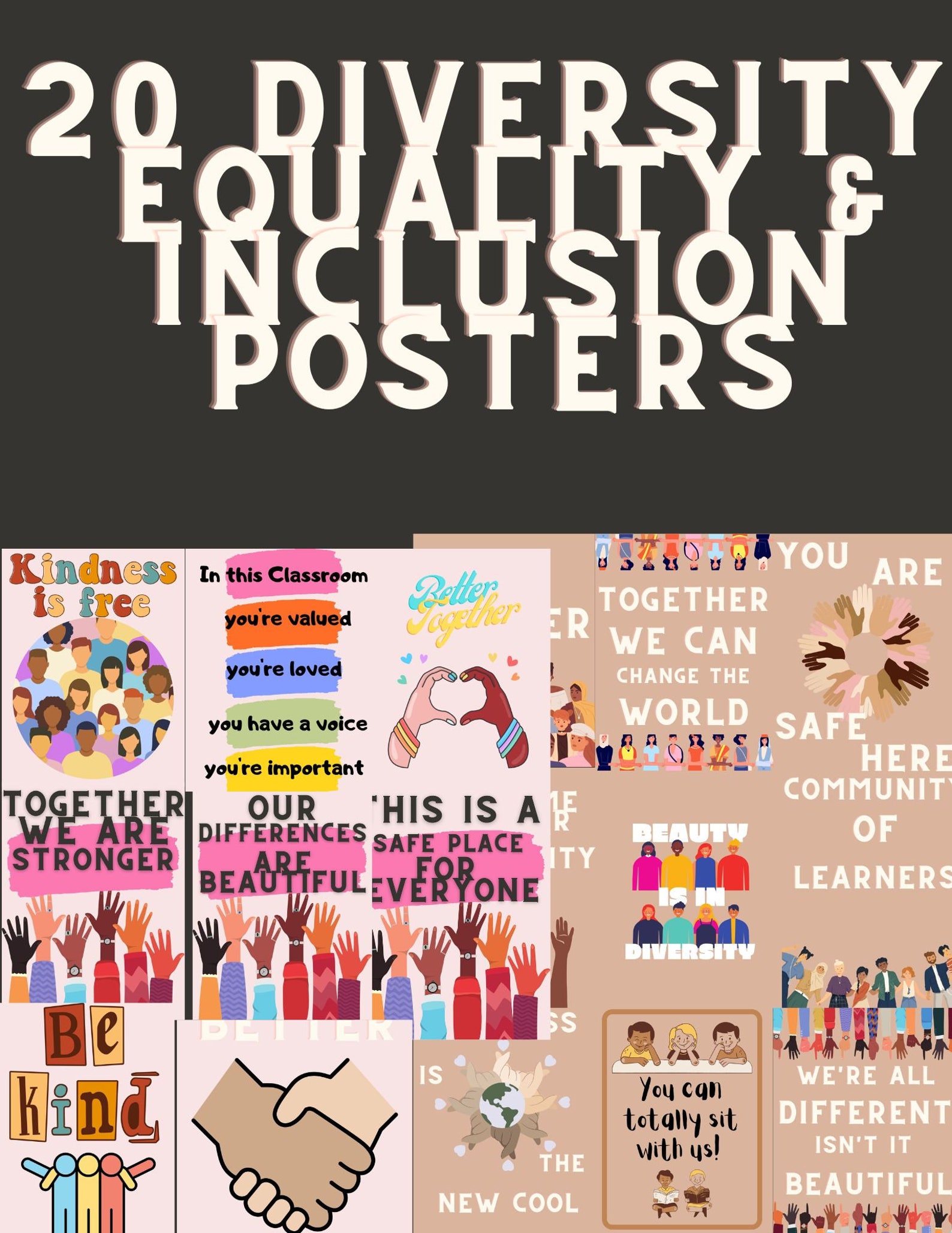 20 Diversity Posters, Equality Posters, Inclusion Posters, Classroom ...