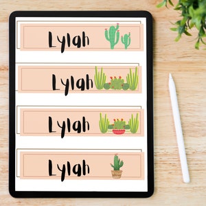 4 Cactus Student Name Tags, Student Desk Label, Desk Name Tag Student ...