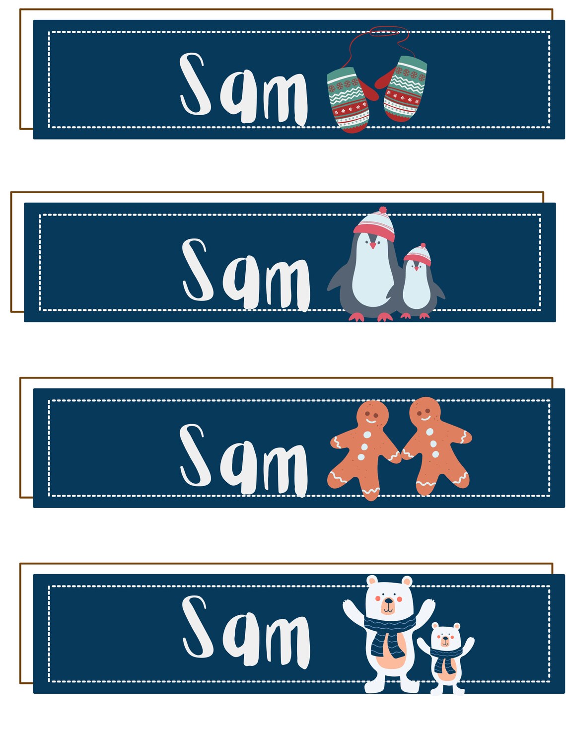 4 Editable Winter Desk Name Tag for Student, Desk Name Tag Student ...