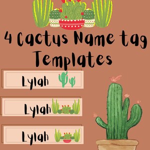 4 Cactus Student Name Tags, Student Desk Label, Desk Name Tag Student ...