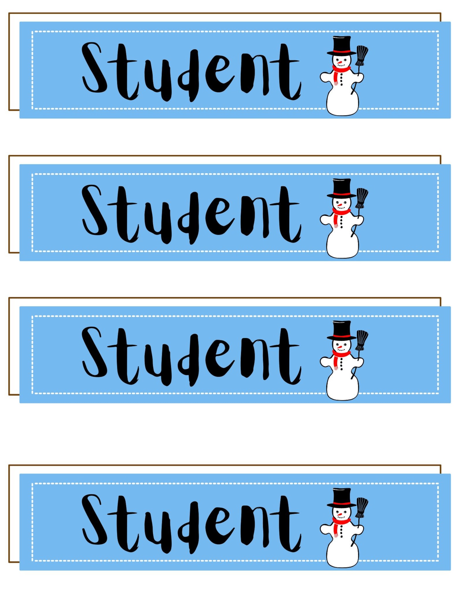 4 Editable Winter Desk Name Tag for Student, Desk Name Tag Student ...