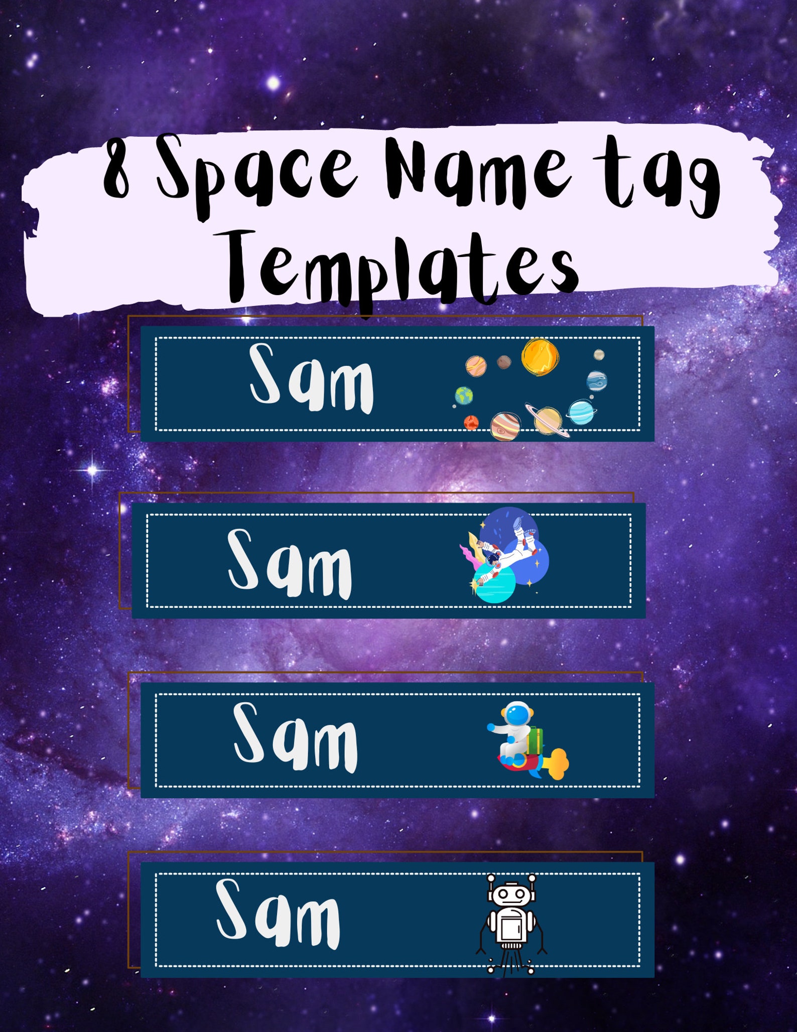 8 Editable Space Name Tags, Space Theme Classroom, Space Decor, Student ...