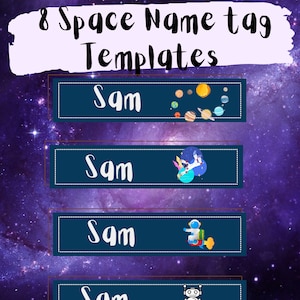 8 Editable Space Name Tags, Space Theme Classroom, Space Decor, Student ...