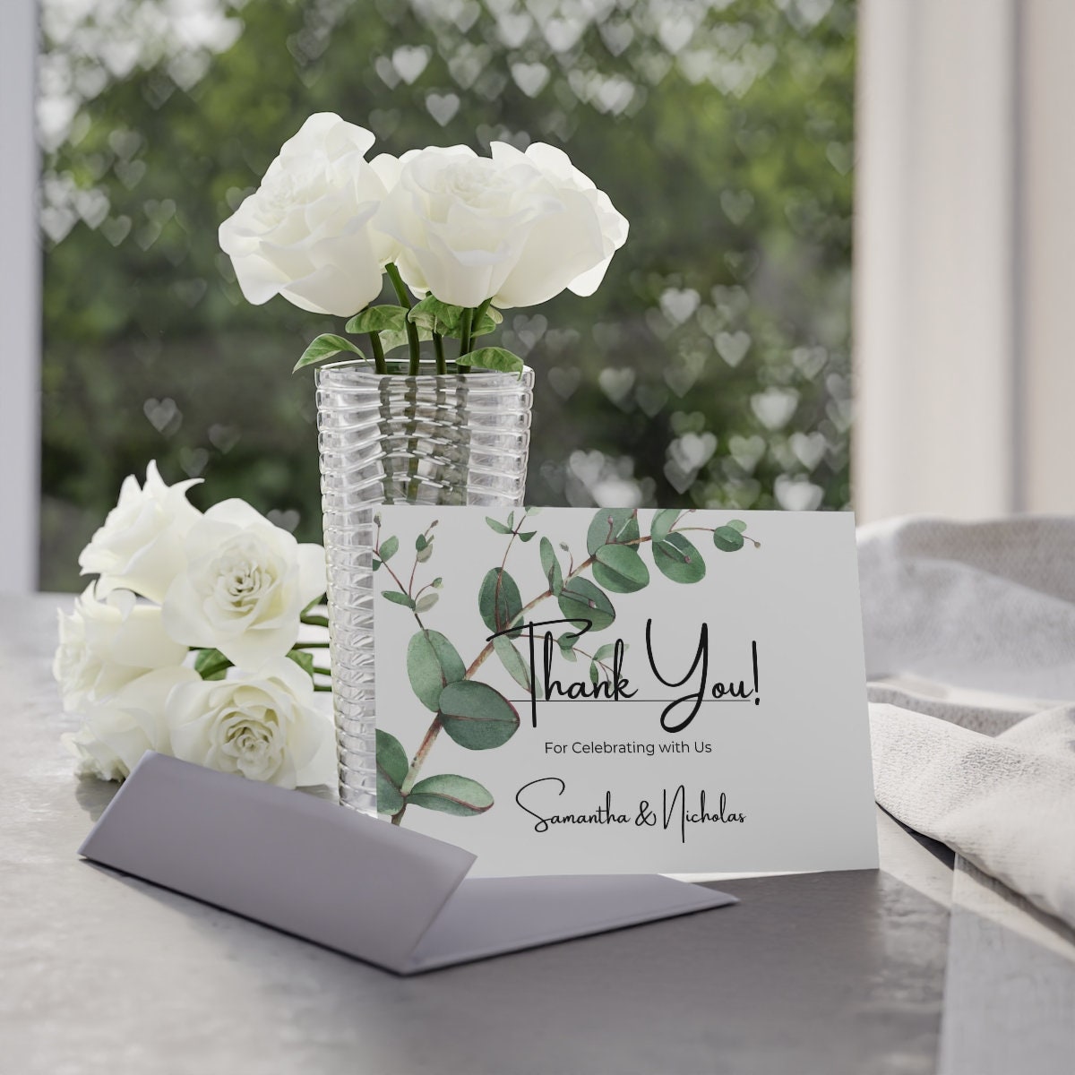 Thank You Card Template Wedding Card Template Eucalyptus - Etsy