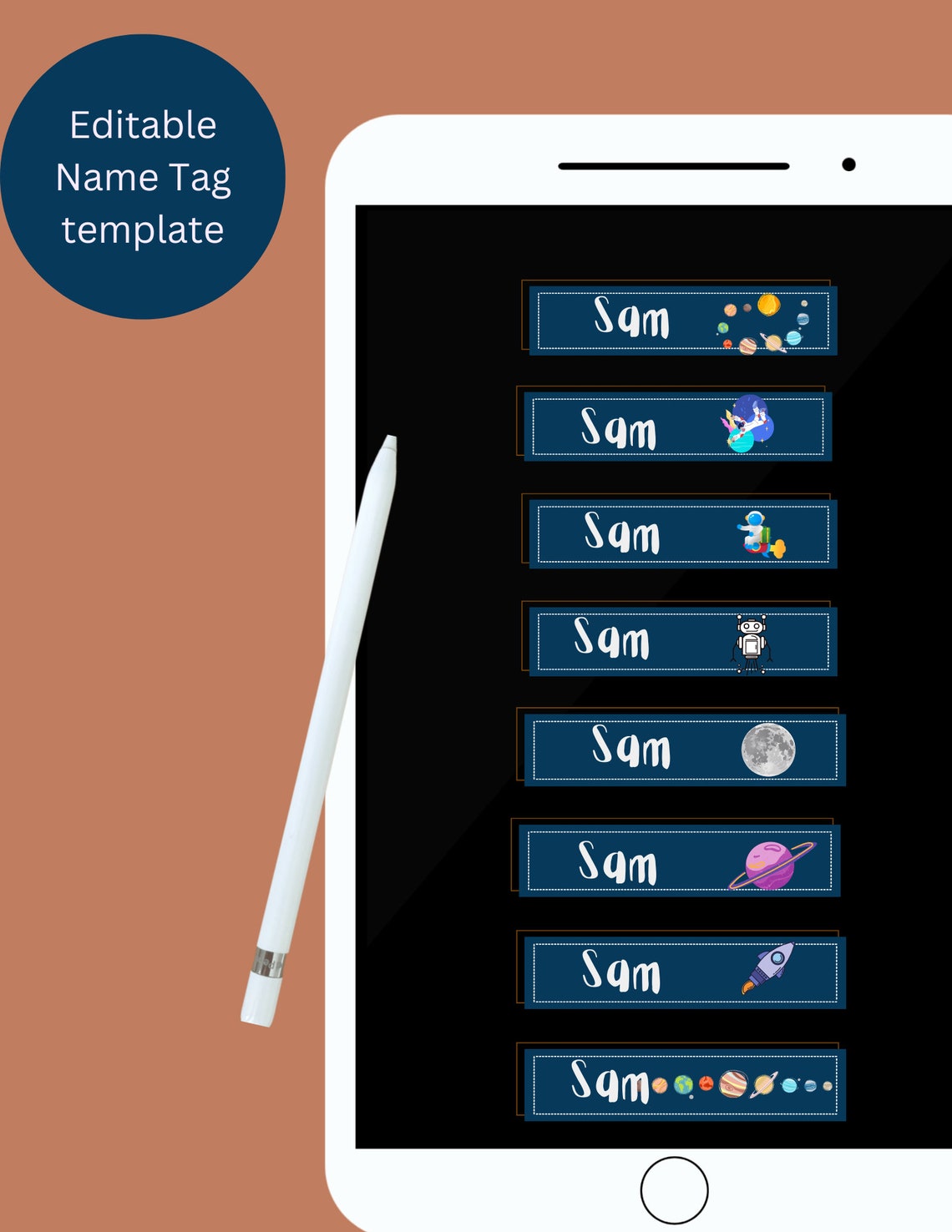 8 Editable Space Name Tags, Space Theme Classroom, Space Decor, Student ...