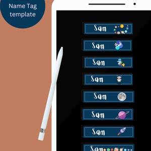 8 Editable Space Name Tags, Space Theme Classroom, Space Decor, Student ...