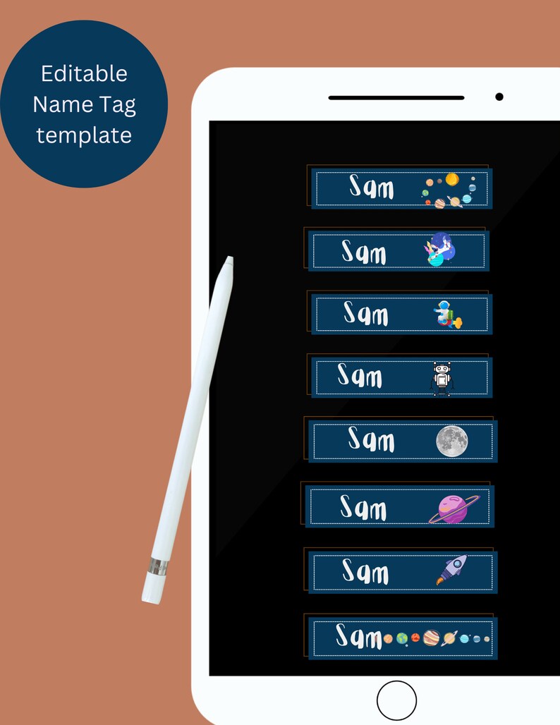 8 Editable Space Name Tags, Space Theme Classroom, Space Decor, Student ...