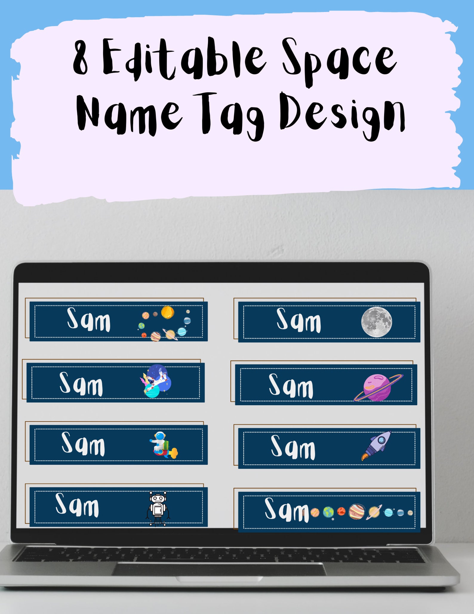 8 Editable Space Name Tags, Space Theme Classroom, Space Decor, Student ...