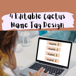 4 Cactus Student Name Tags, Student Desk Label, Desk Name Tag Student ...