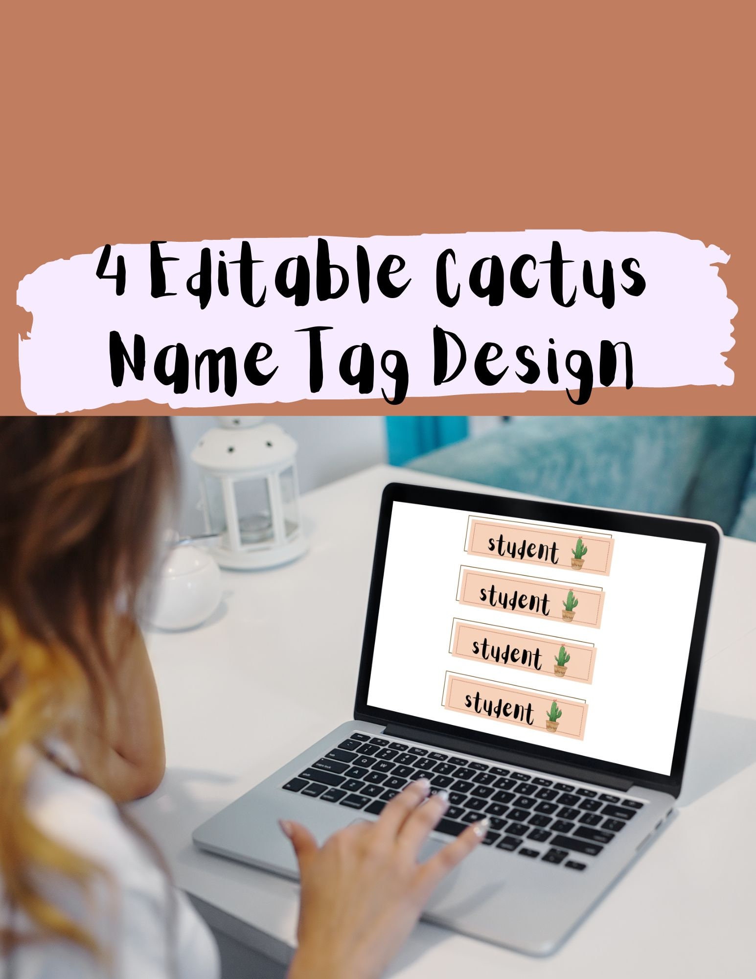 4 Cactus Student Name Tags, Student Desk Label, Desk Name Tag Student ...