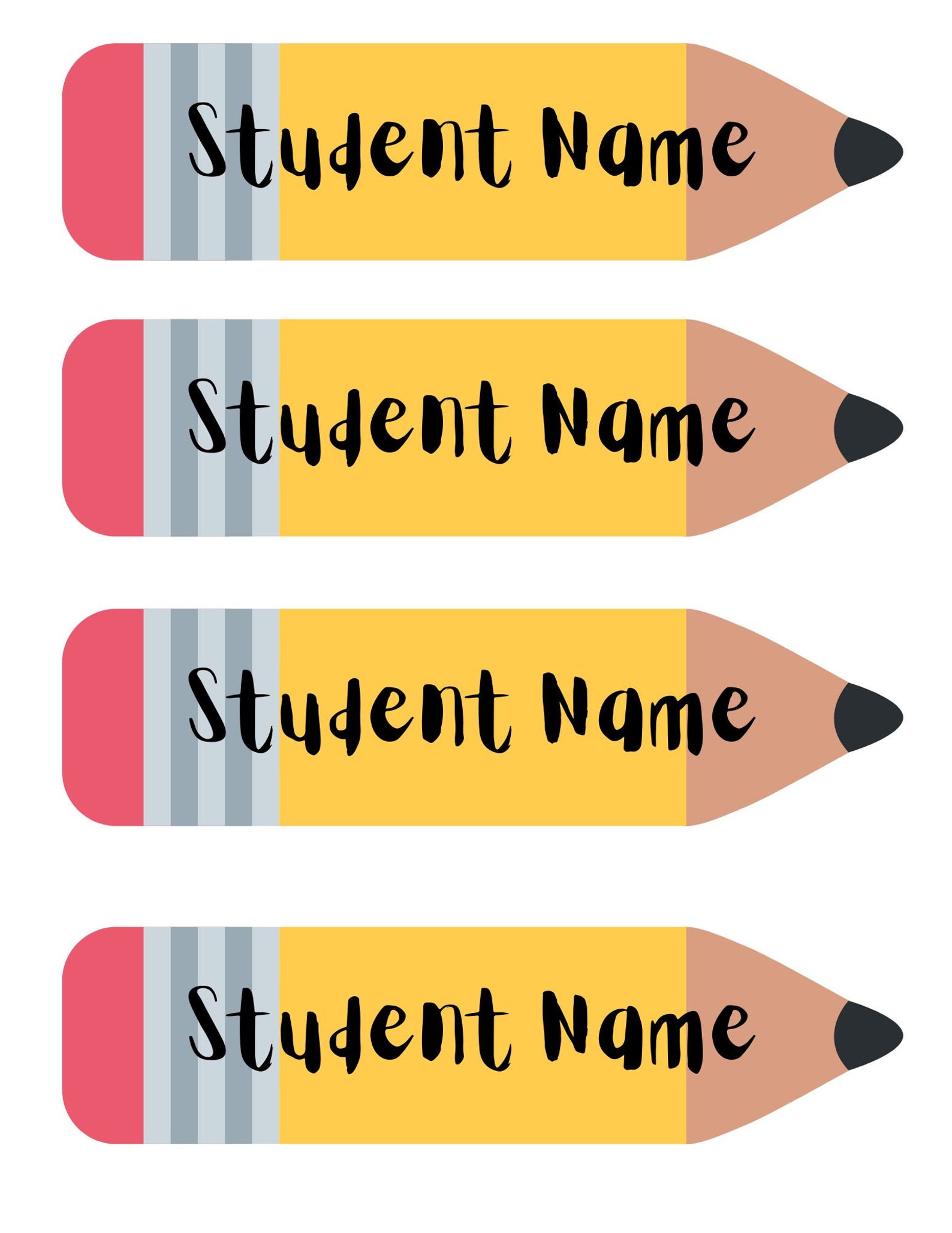 Pencil Student Name Tags, Student Desk Label Cards, Name Tags, Desk ...
