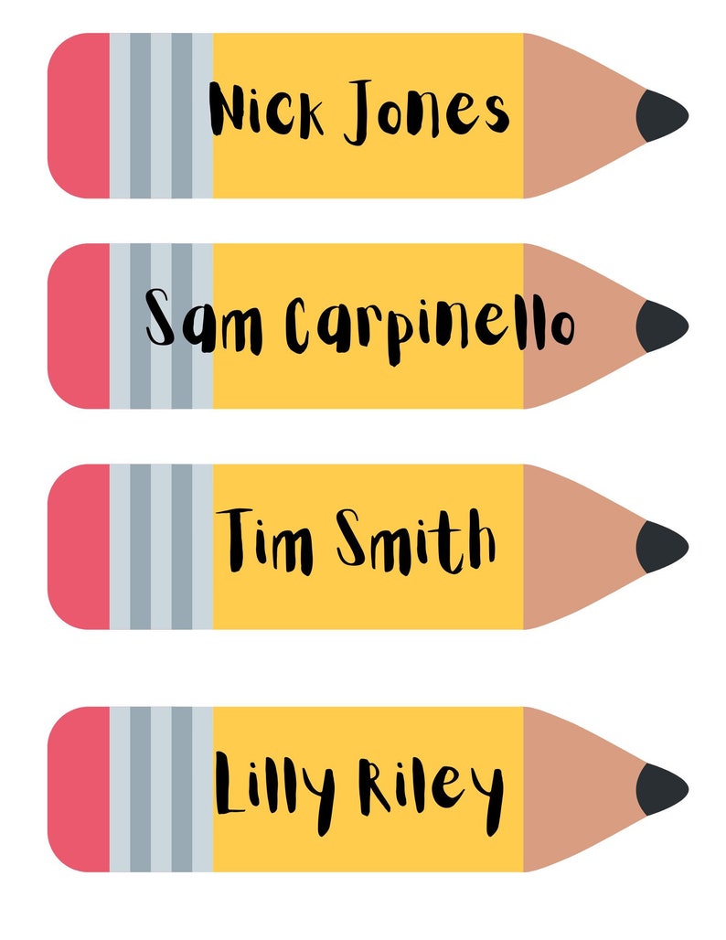 Pencil Student Name Tags, Student Desk Label Cards, Name Tags, Desk ...