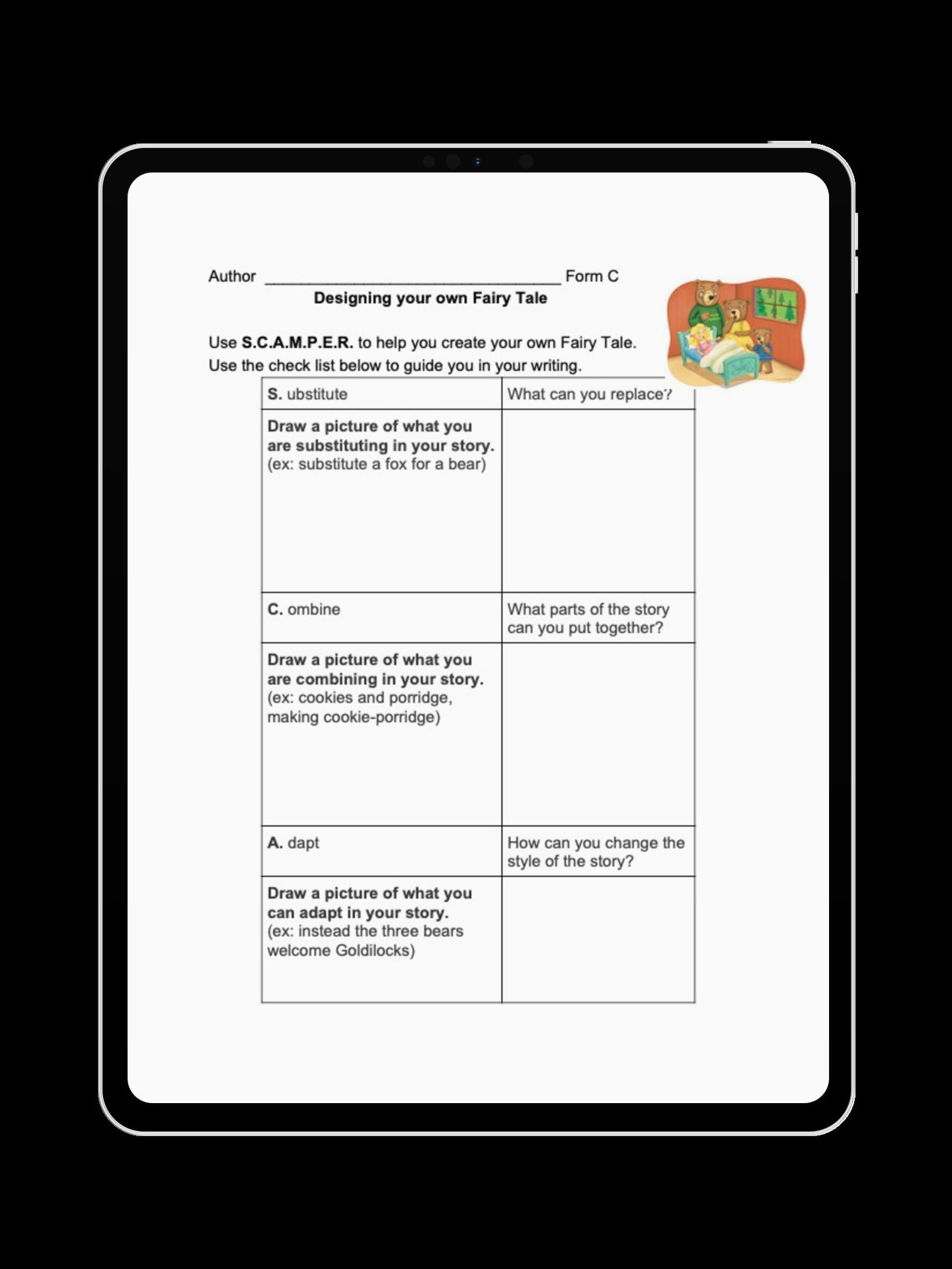 SCAMPER Graphic Organizer, 1st Grade Writing Resource, First Grade ...