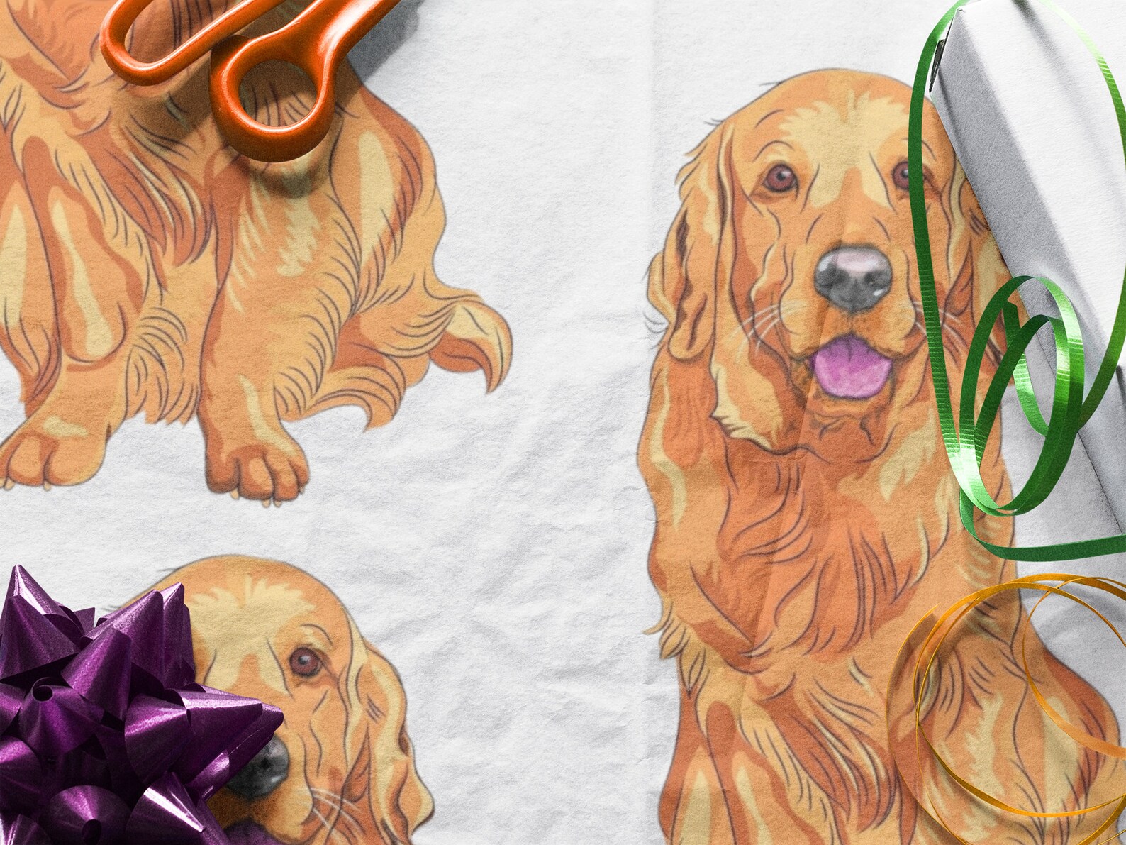Golden Retriever Svg Wrap, Golden Retriever Gift Wrap, Golden Retriever ...