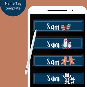 4 Editable Winter Desk Name Tag for Student, Desk Name Tag Student ...