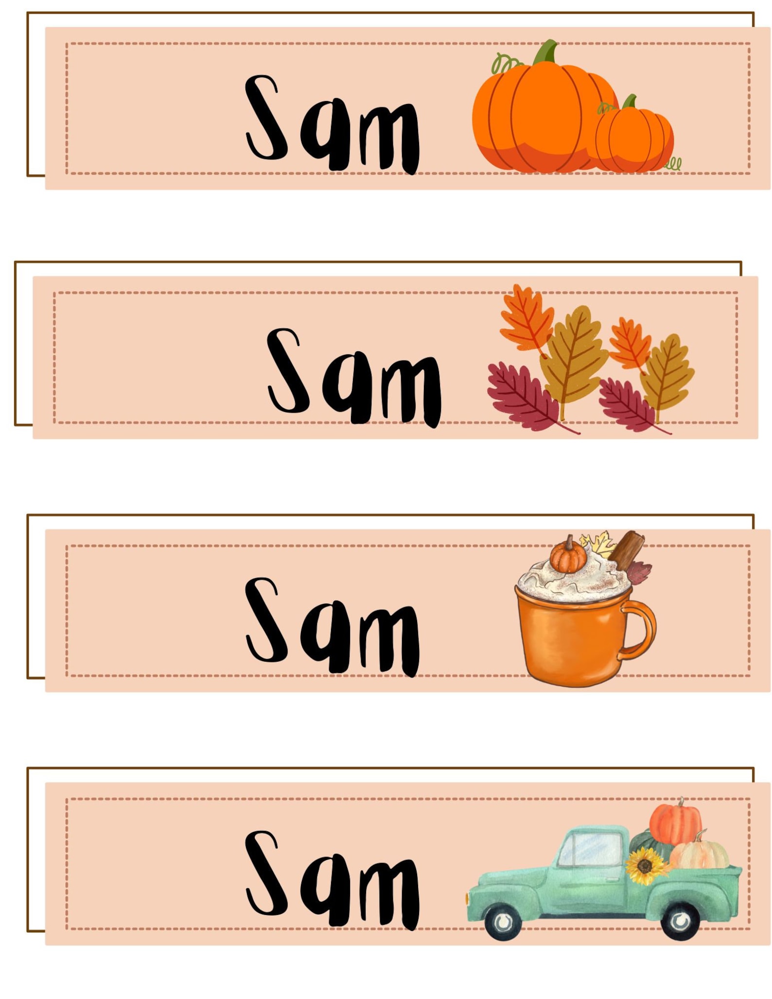 4 EDITABLE Fall Templates, Student Desk, Student Label, Student Labels ...