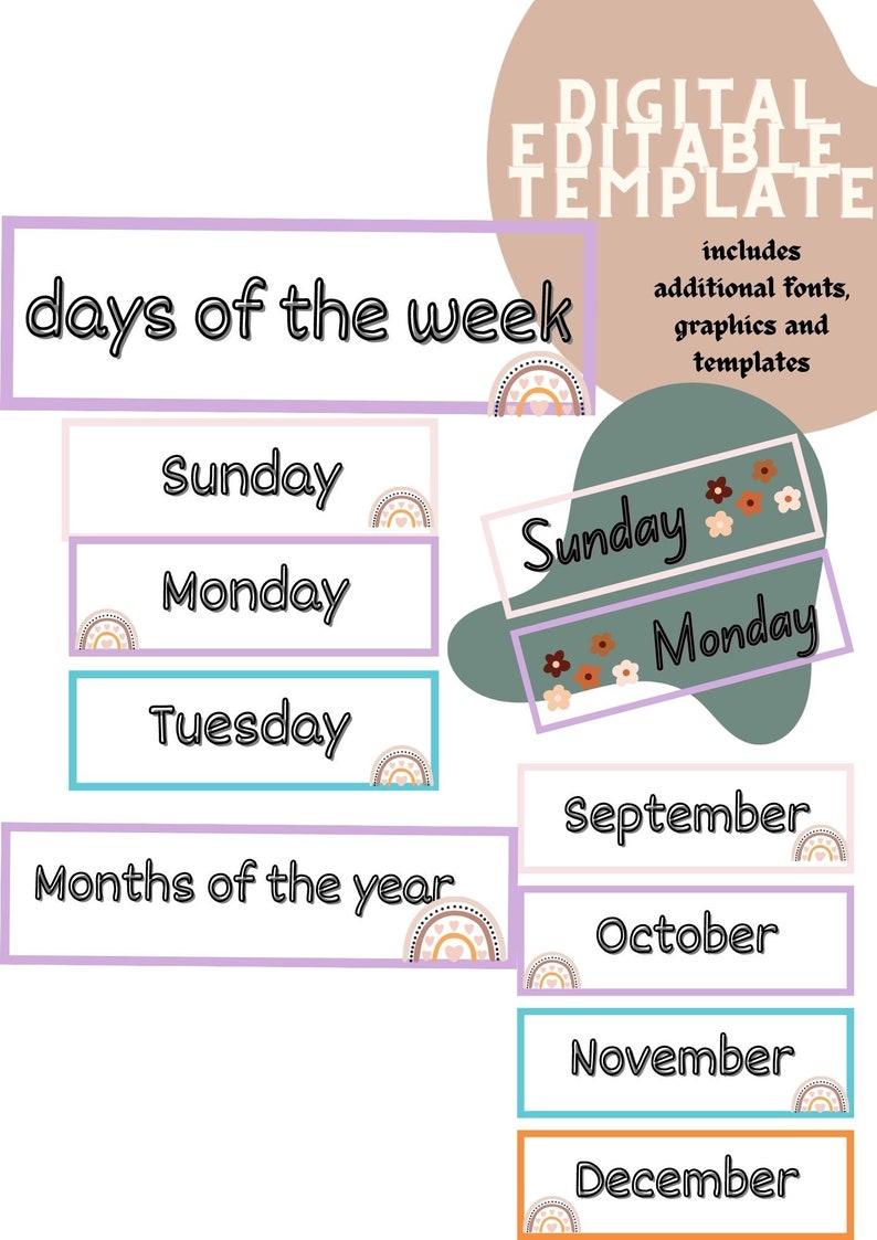 Groovy Boho Classroom Calendar, Calendar Printable Editable, Classroom ...