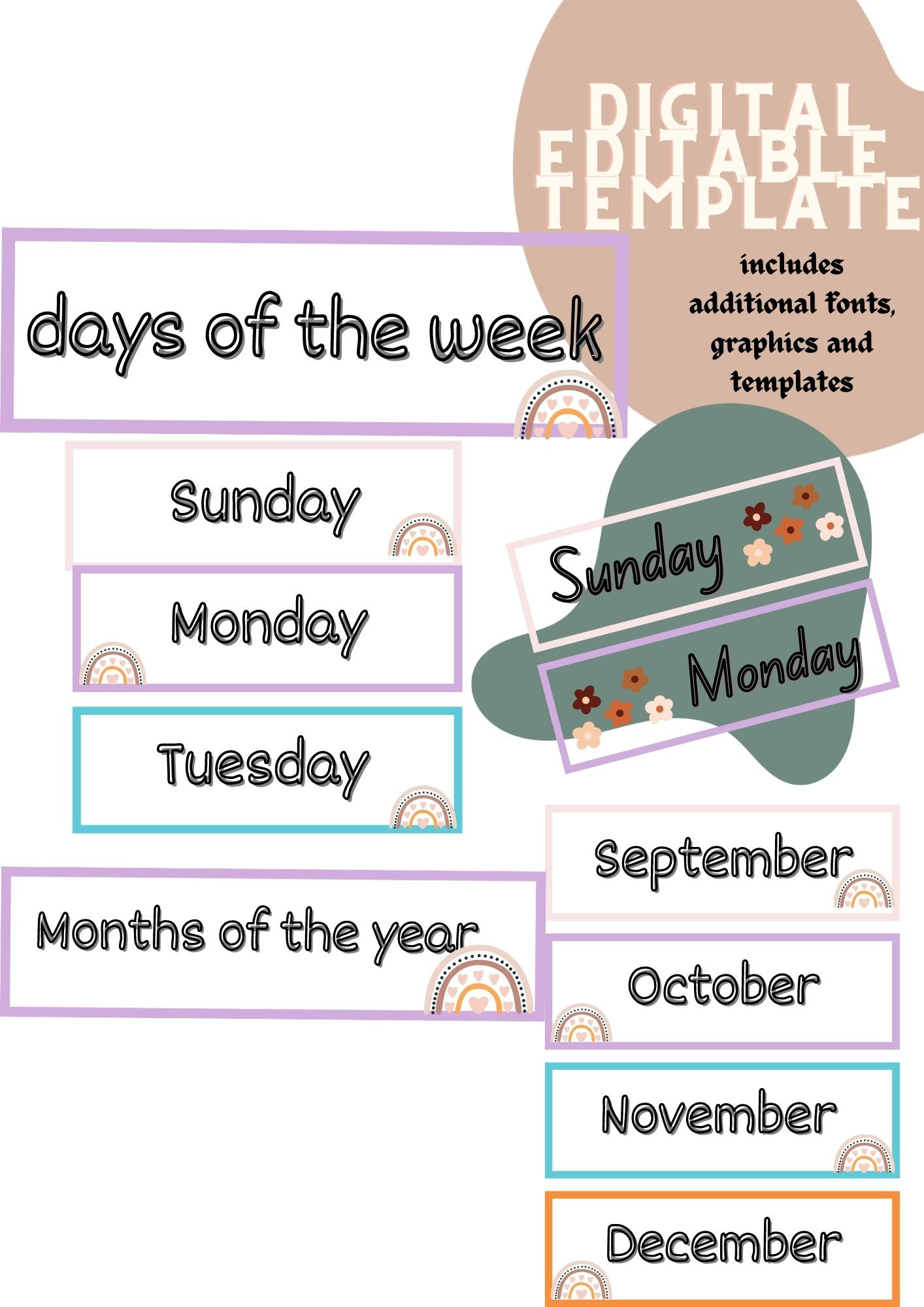 Groovy Boho Classroom Calendar, Calendar Printable Editable, Classroom ...