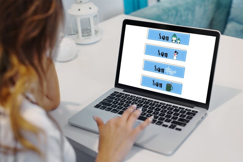 4 Editable Winter Desk Name Tag for Student, Desk Name Tag Student ...