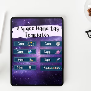 8 Editable Space Name Tags, Space Theme Classroom, Space Decor, Student ...