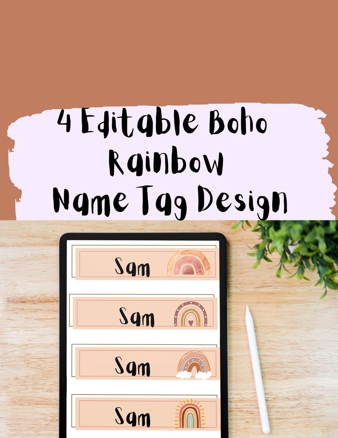 4 BOHO Student Name Tags, Student Desk Label, Desk Name Tag Student ...