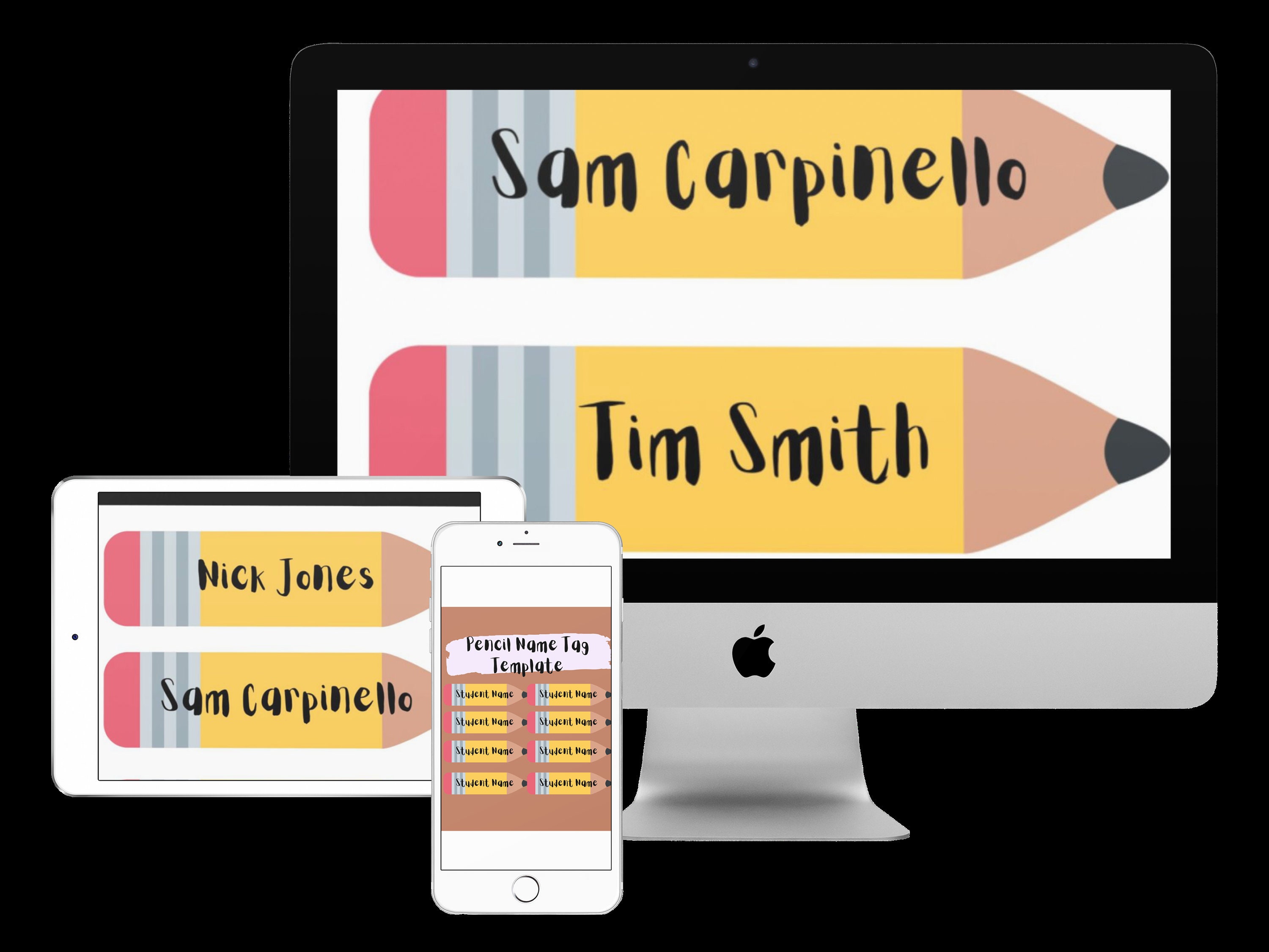 Pencil Student Name Tags, Student Desk Label Cards, Name Tags, Desk ...