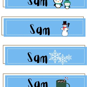 4 Editable Winter Desk Name Tag for Student, Desk Name Tag Student ...