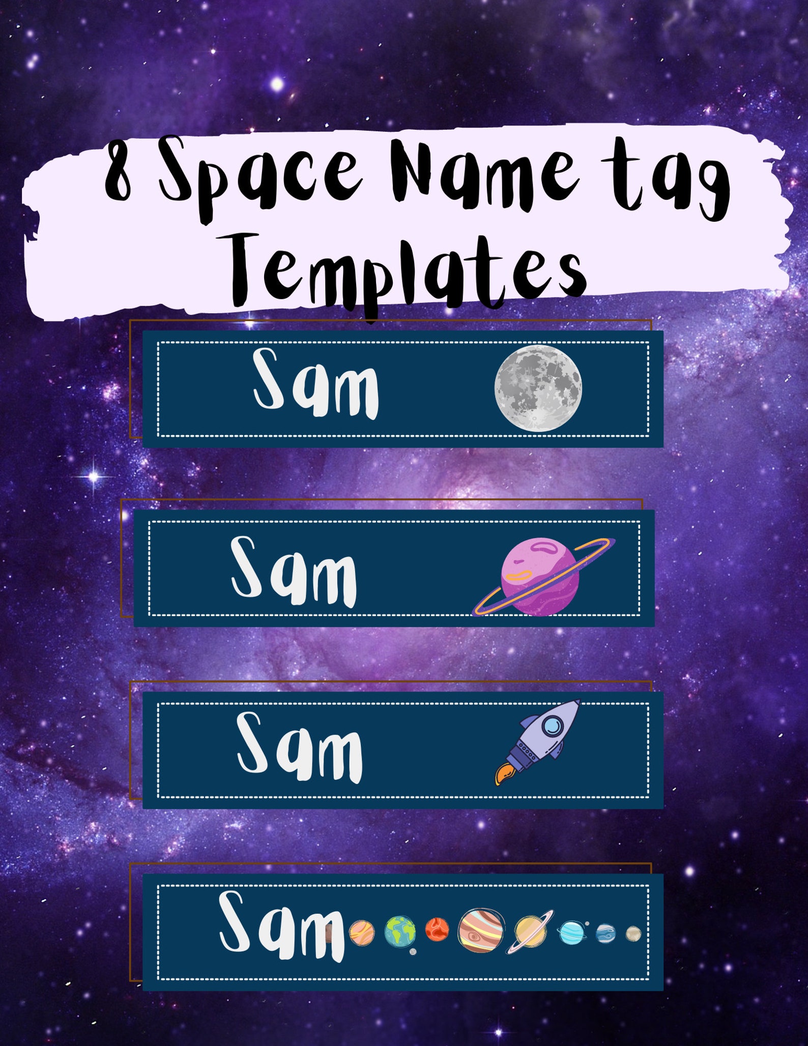 8 Editable Space Name Tags, Space Theme Classroom, Space Decor, Student ...