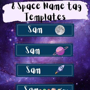8 Editable Space Name Tags, Space Theme Classroom, Space Decor, Student ...