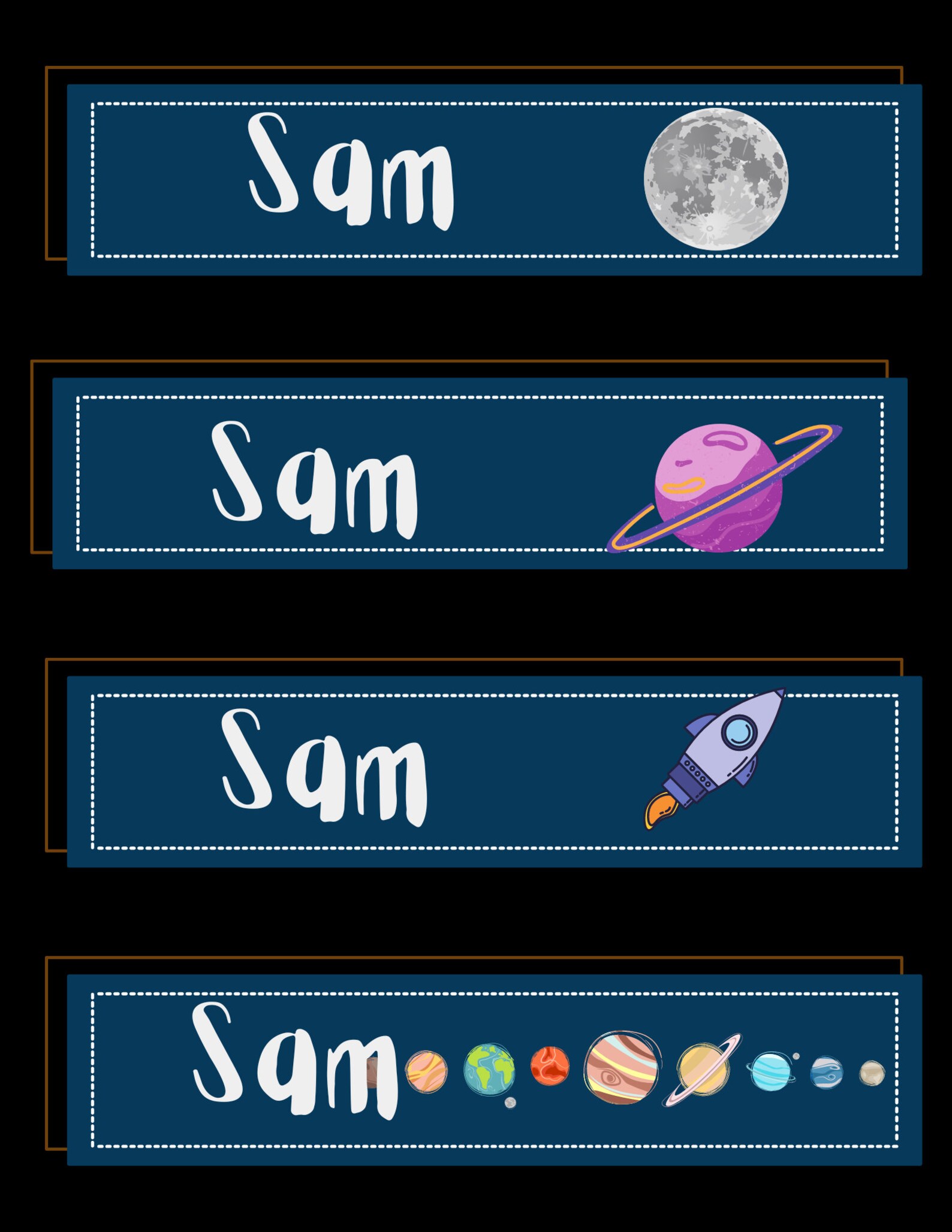 8 Editable Space Name Tags, Space Theme Classroom, Space Decor, Student ...