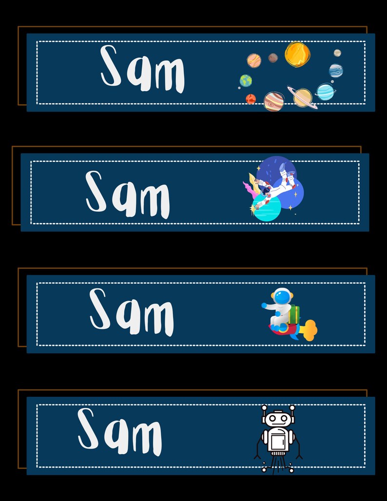 8 Editable Space Name Tags, Space Theme Classroom, Space Decor, Student ...