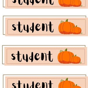 4 EDITABLE Fall Templates, Student Desk, Student Label, Student Labels ...