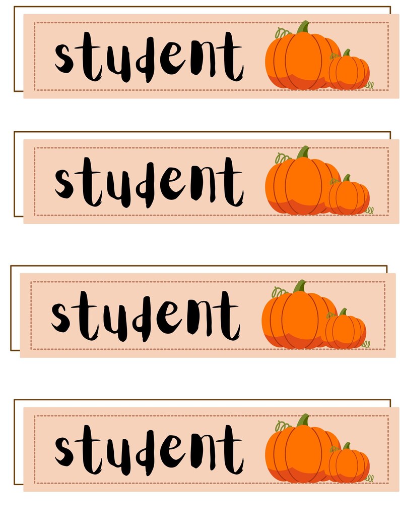 4 EDITABLE Fall Templates, Student Desk, Student Label, Student Labels ...
