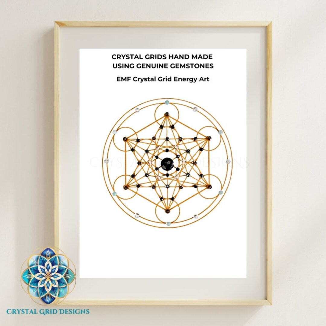 EMF Shielding Crystal Grid Art, Metatrons Cube Sacred Geometry, Hand ...
