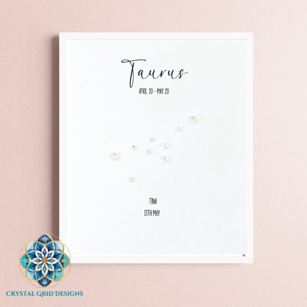 Taurus Constellation Crystal Art: Hand Embroidered Zodiac Wall Decor - Etsy