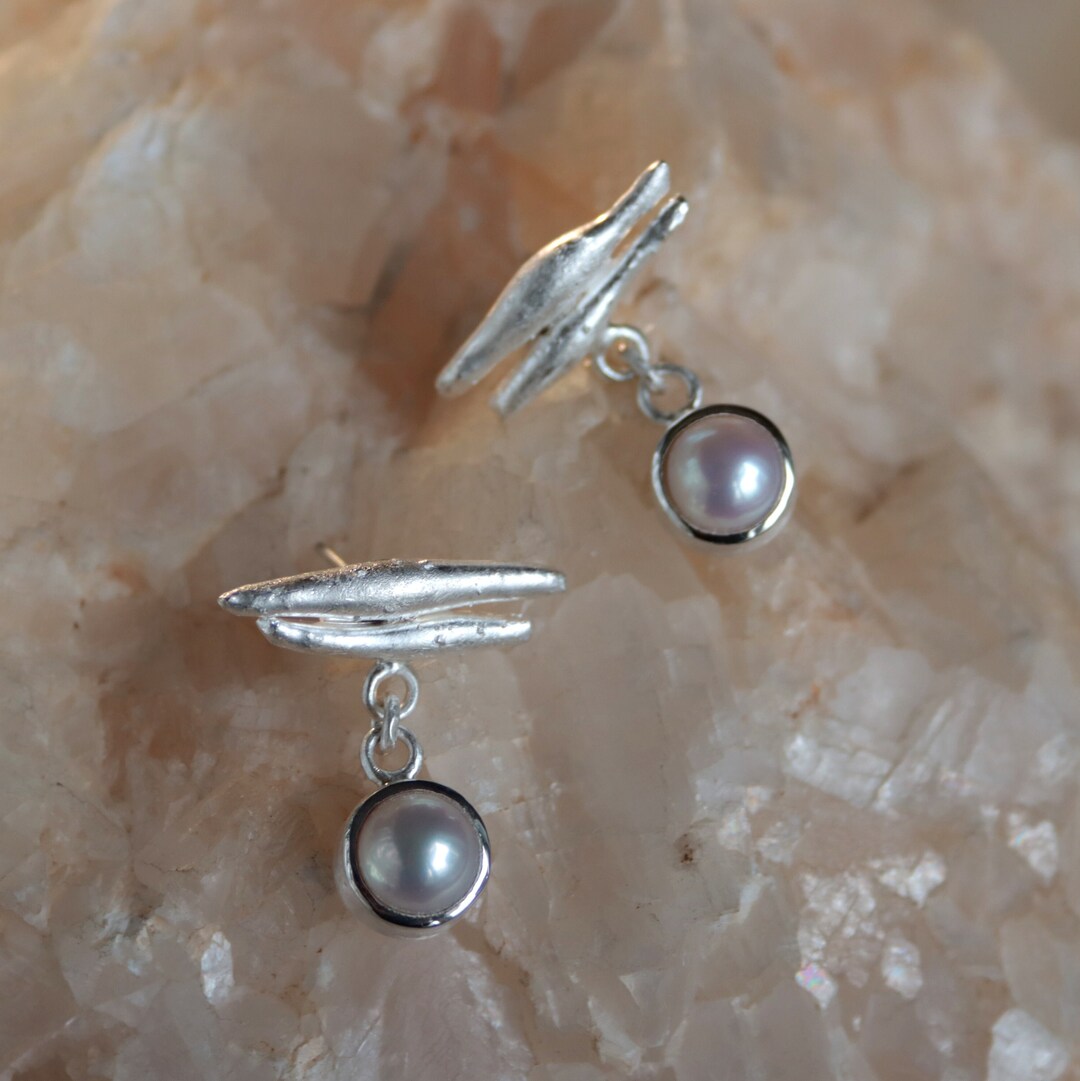 "birds Vi" Earrings, Unique Piece Handmade in Pure Silver and 10 Mm ...