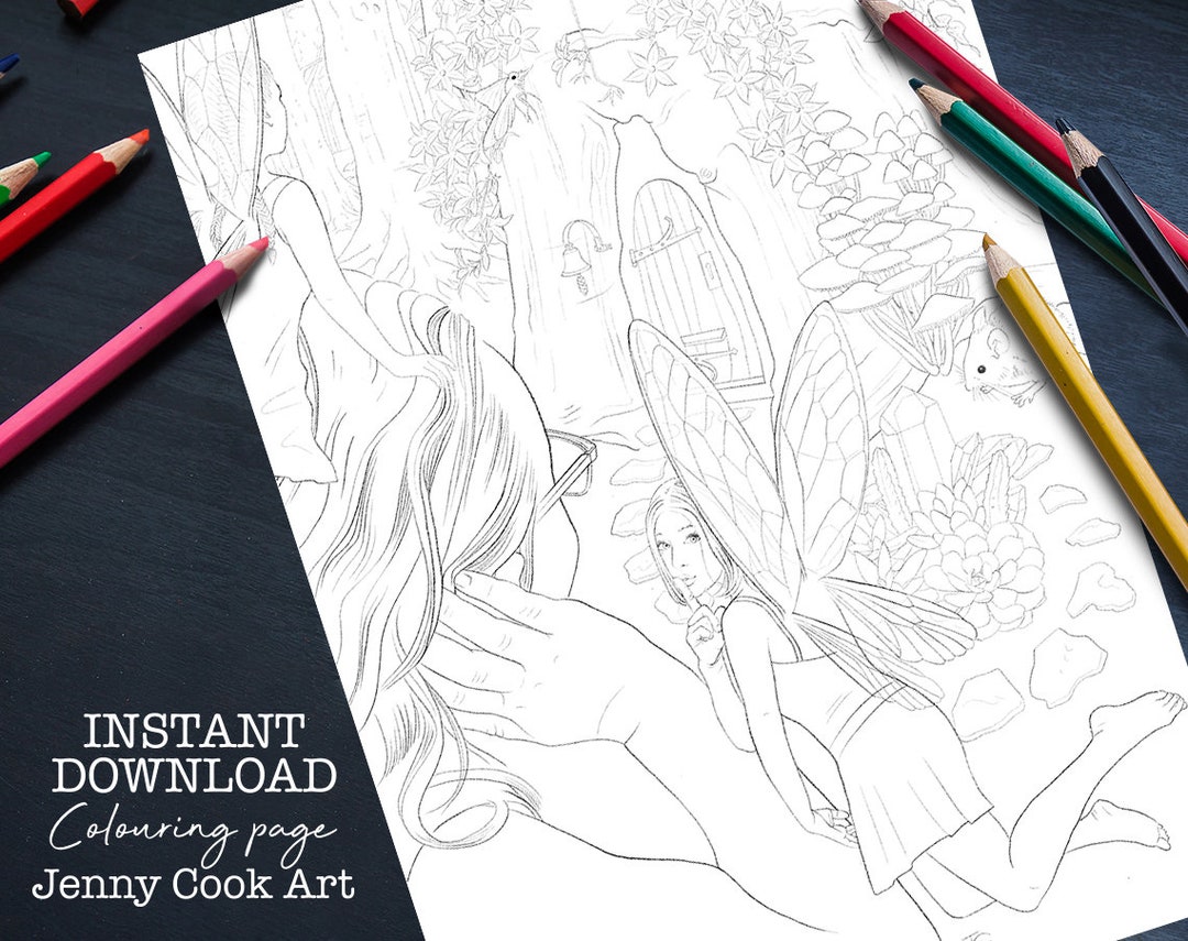 Secret - Fairy Fantasy Colouring Page Instant Printable Download - Etsy
