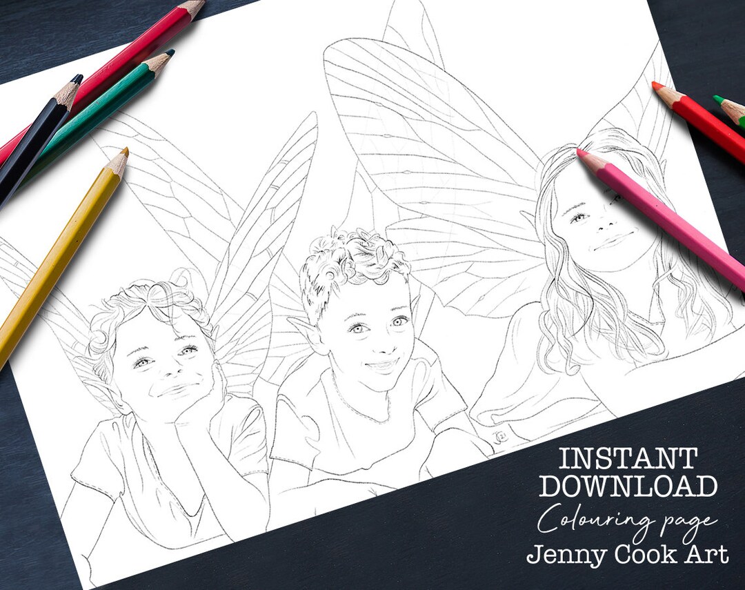 Happy - Fairy Fantasy Colouring Page Instant Printable Download - Etsy
