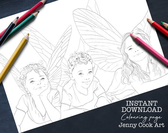 Happy Fairy Fantasy Colouring Page Instant Printable | Etsy