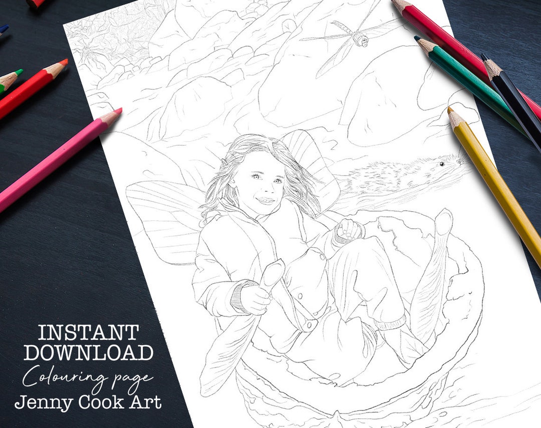 Afloat - Fairy Fantasy Colouring Page Instant Printable Download - Etsy