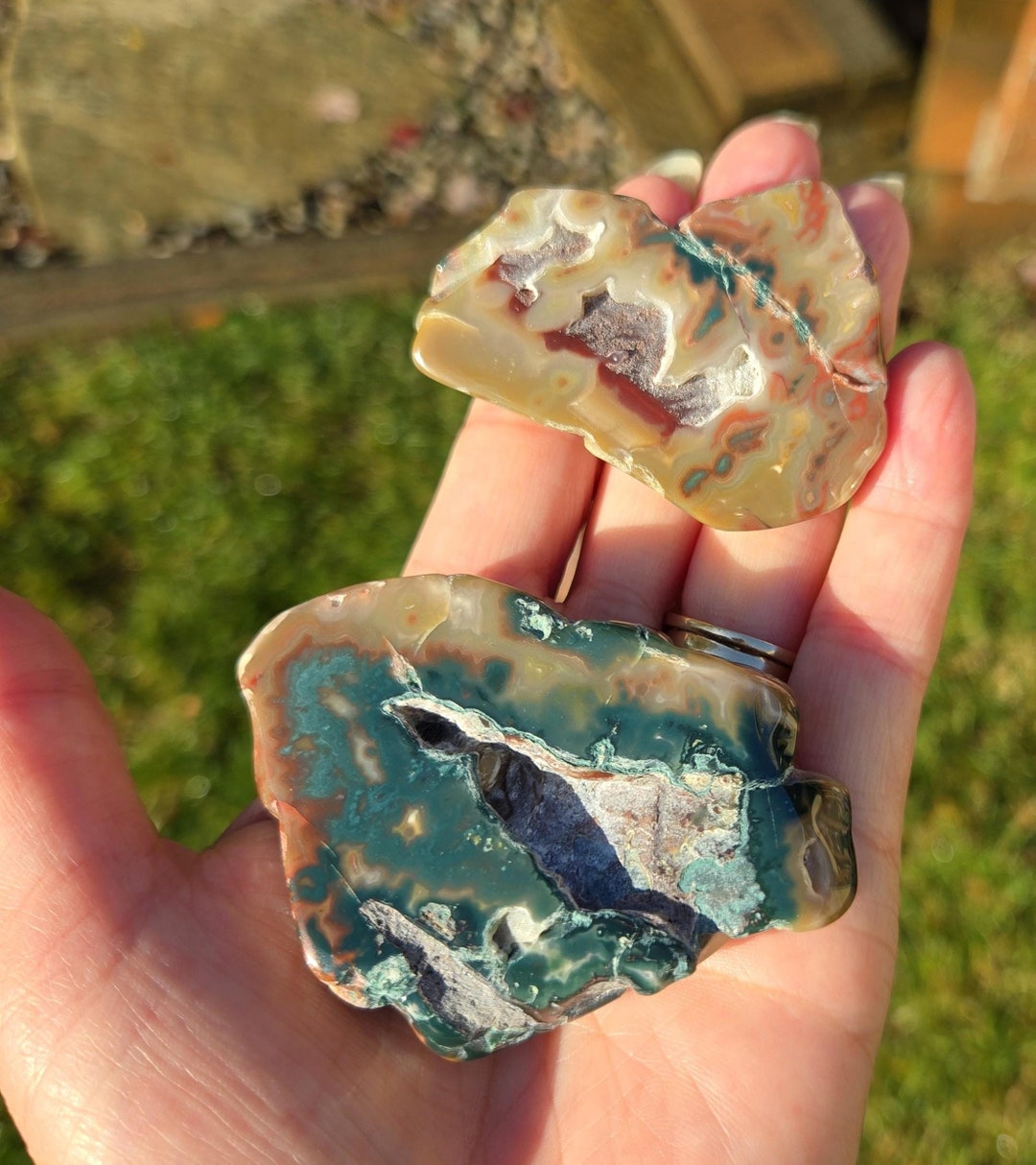 Idaho Sunset Jasper - Seam Jasper Slab - Lot of 2 Idaho Sunset Slabs ...