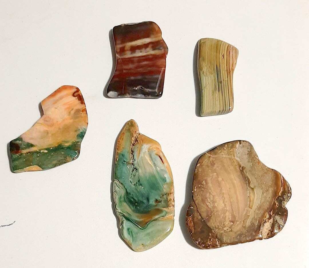 Jasper Slabs Lot of 5 Green Jasper Slabs Mystery Green Jasper Slabs ...