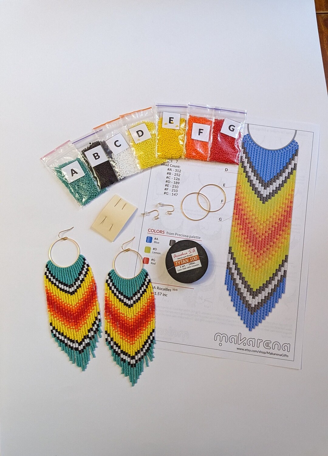 Big Fire Beaded Earrings Kit | DIY Fringe Earrings Kit | Seed Bead Set ...