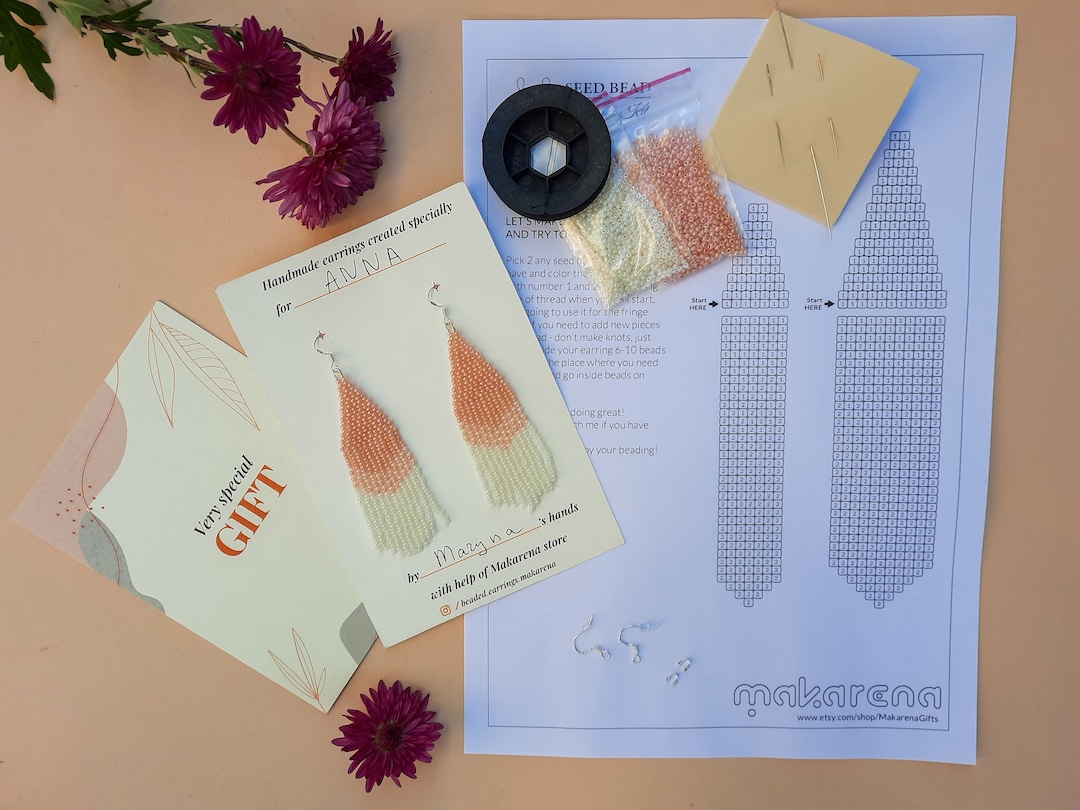 Beginner Beaded Earrings Kit | DIY 2 Color Gradient Earrings Kit | Seed ...