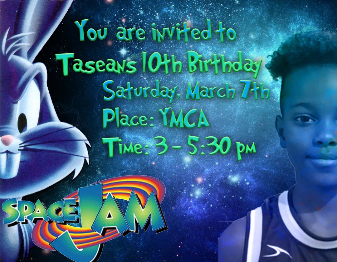 PRINTABLE Space Jam Invitation Custom Birthday Invitation - Etsy