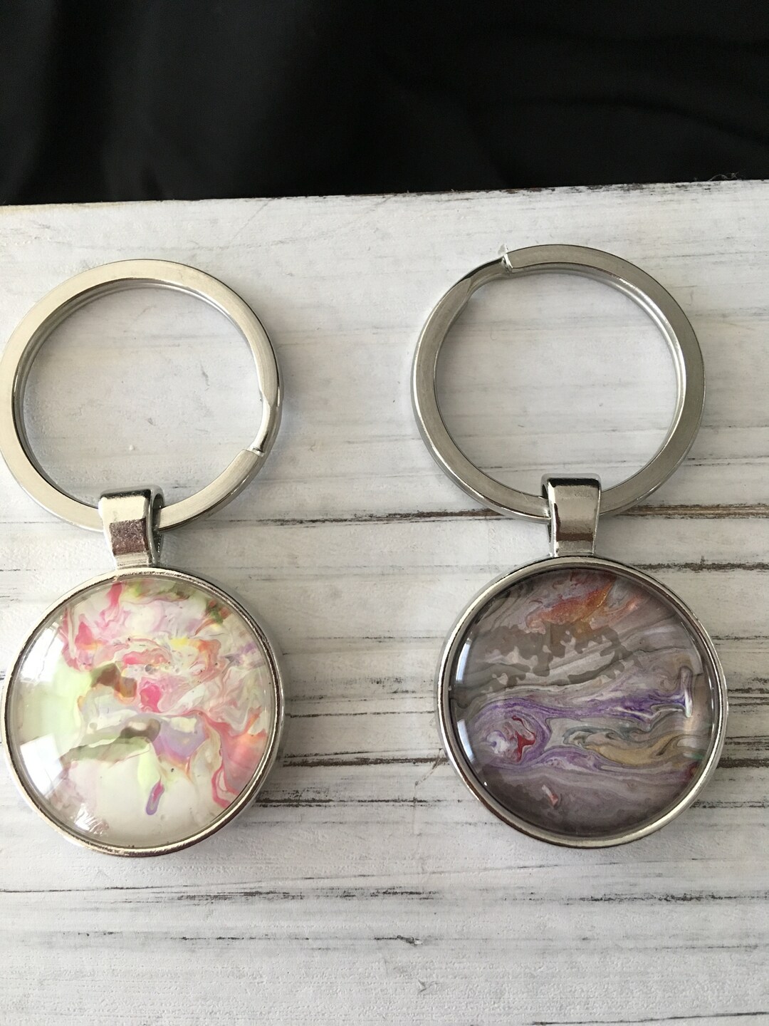 Handmade Double Sided Acrylic Art Painted Keychains Made of Recycled ...