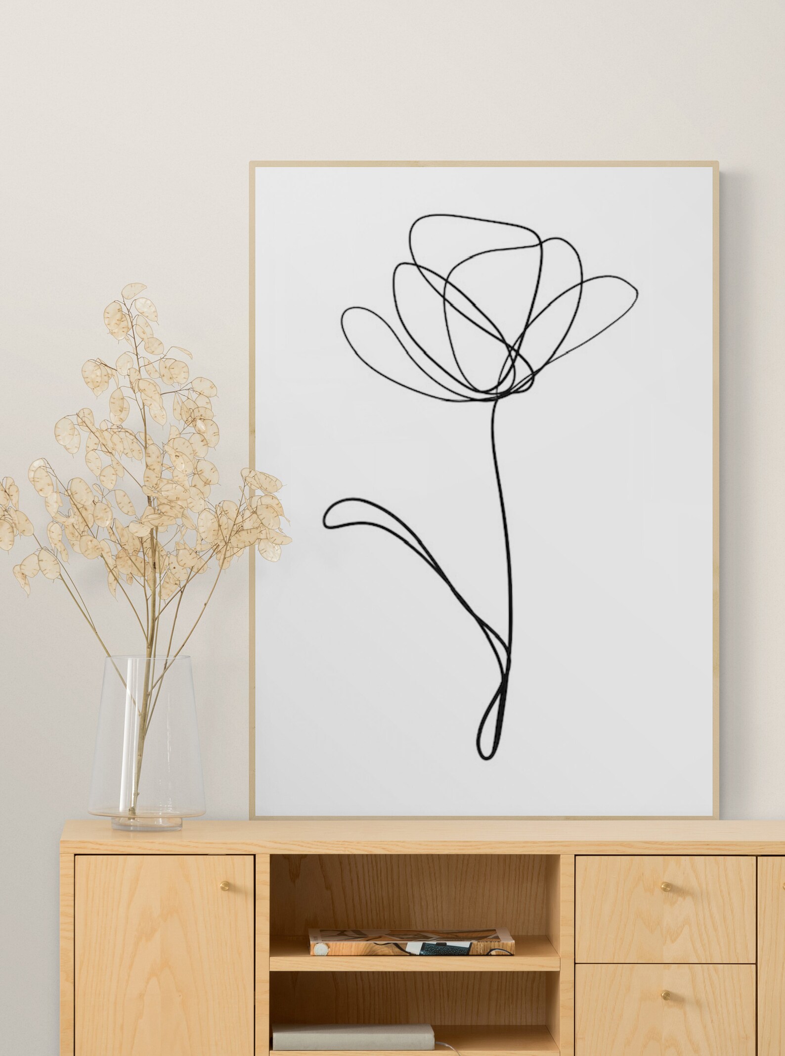 Flower Line Drawing, Floral Line Art Drawing, Flower Line Art, Flower ...