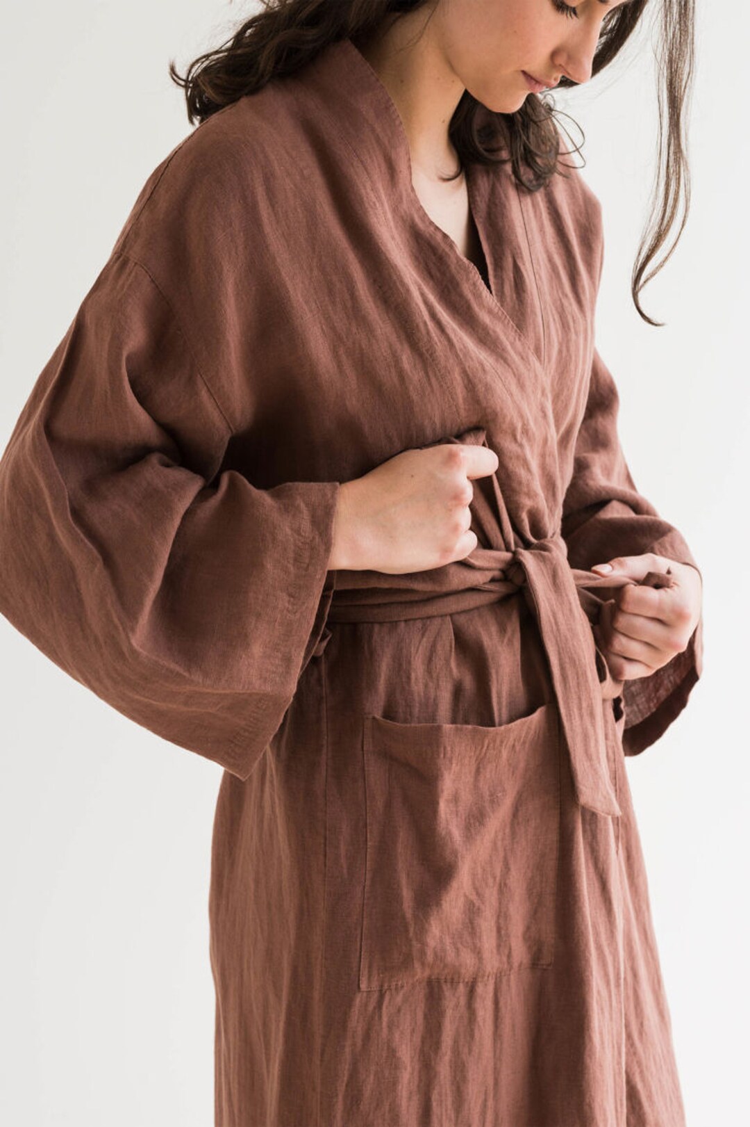 Organic Linen Kimono Robe, Linen Bath Robe, Unisex Linen Kimono Jacket ...