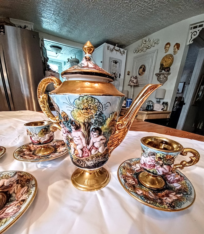 18 Piece Capodimonte Italian Porcelain Tea Set Vintage - Etsy