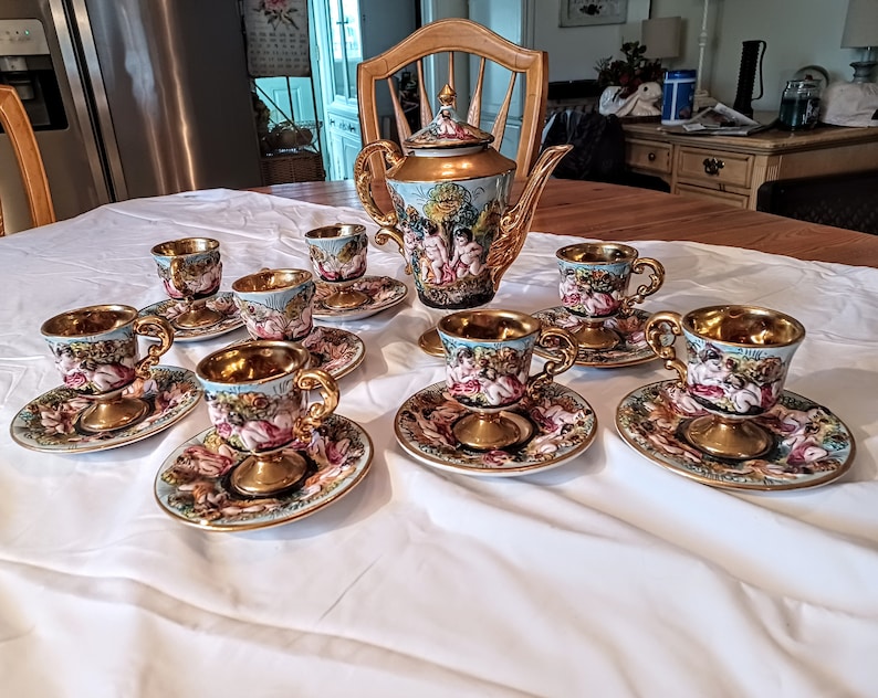 18 Piece Capodimonte Italian Porcelain Tea Set Vintage - Etsy